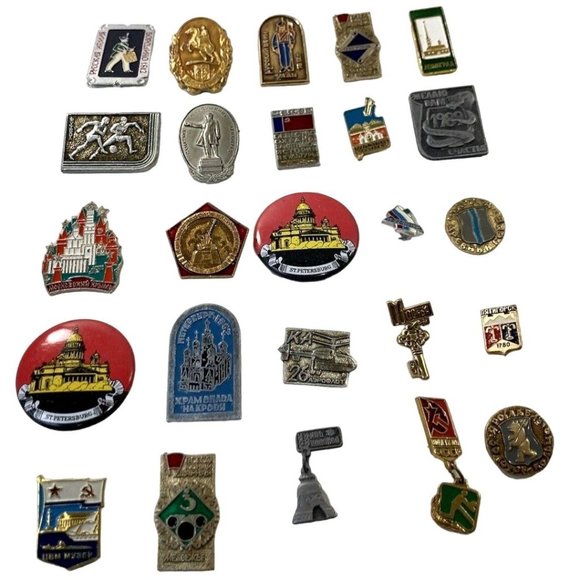 Jewelry | Vintage Russian Badge Pin Jewelry Lot Soviet Union Russia ...